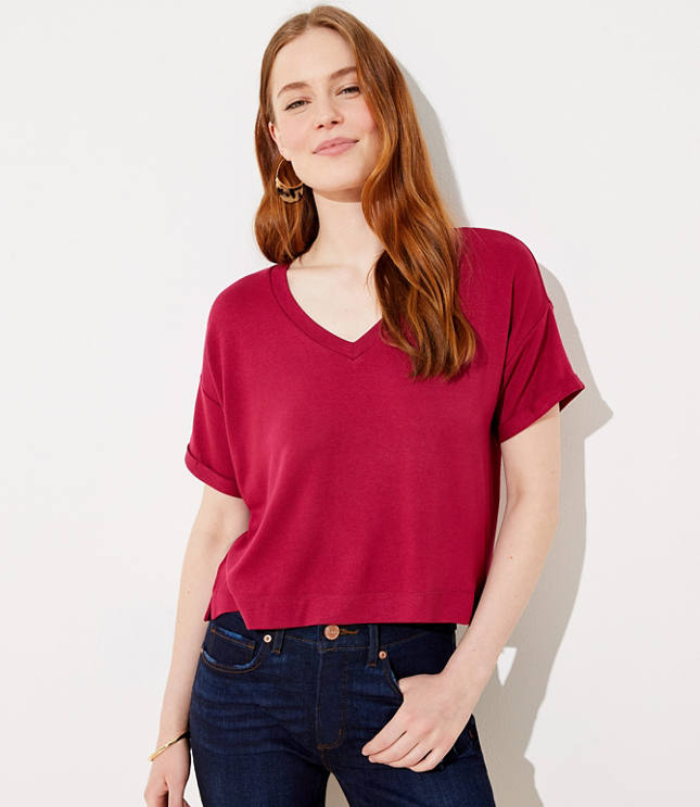 Cropped V-Neck Tee