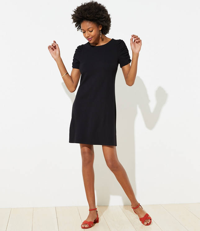 Ruched Sleeve Ponte Dress