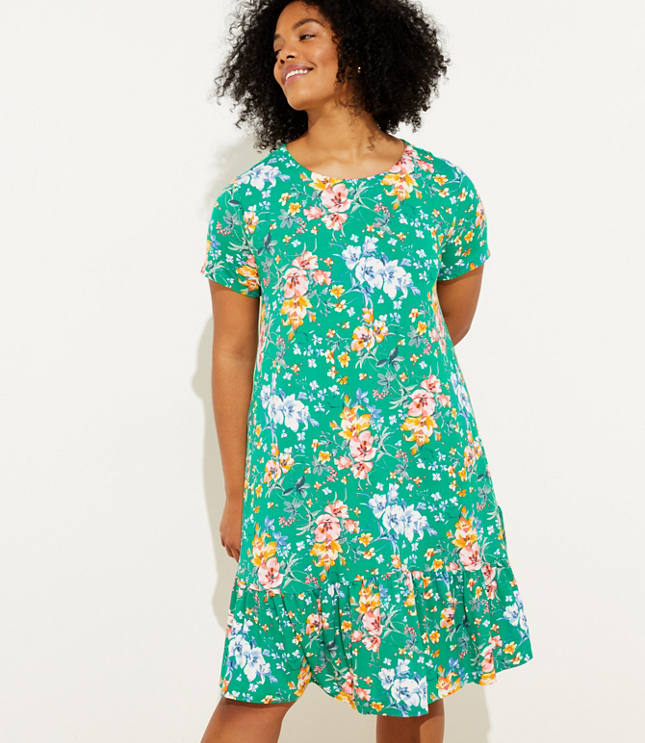 LOFT Plus Floral Flounce Dress