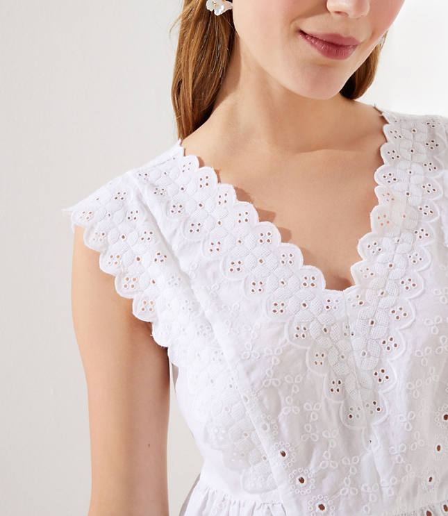 Eyelet V-Neck Shell