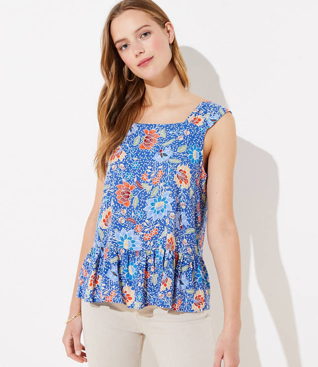 Square Neck Peplum Shell