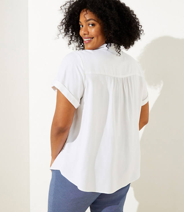 LOFT Plus Button Down Tunic Shirt
