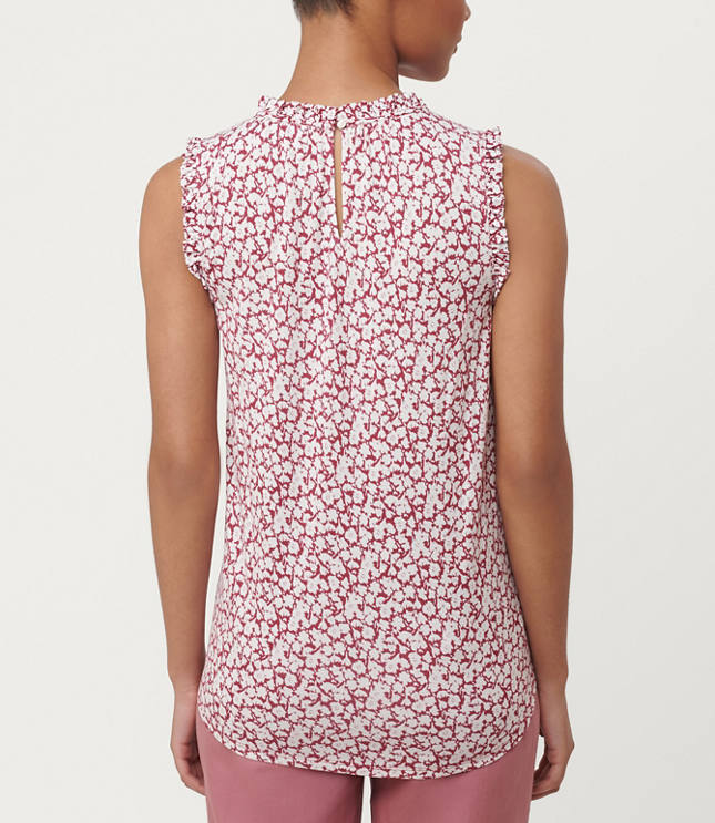 Floral Ruffle Mixed Media Shell