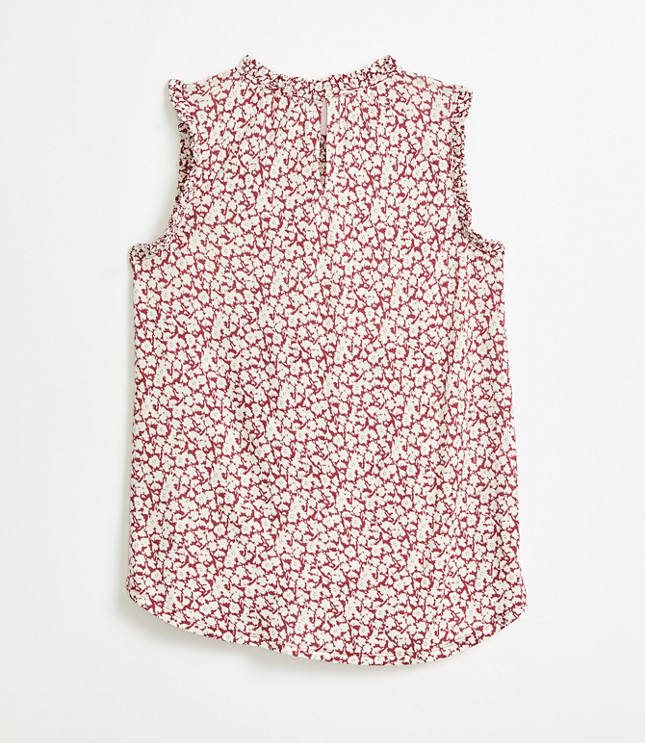 Floral Ruffle Mixed Media Shell