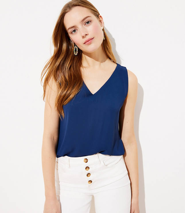 V-Neck Mixed Media Shell