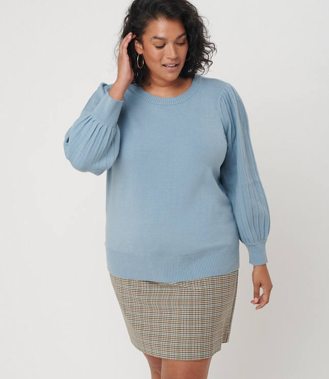 LOFT Plus Pleated Puff Sleeve Sweater