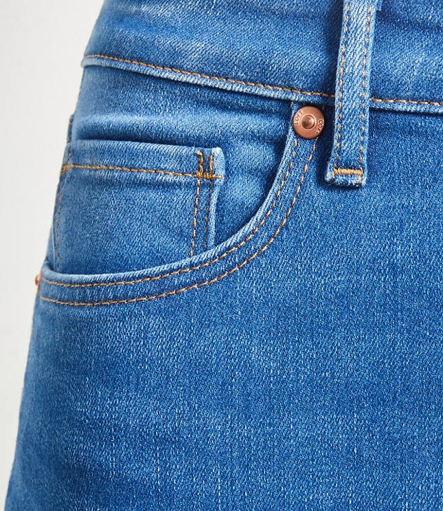 Curvy Back Slit Flare Crop Jeans in Authentic Mid Indigo Wash