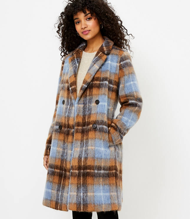 Plaid Double Breasted Coat