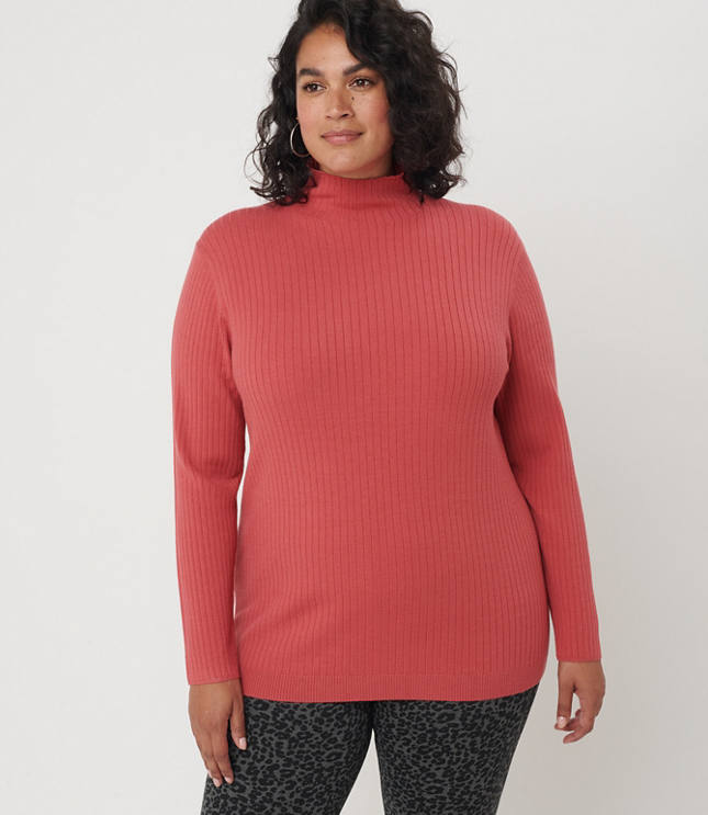 LOFT Plus Striped Ribbed Sweater