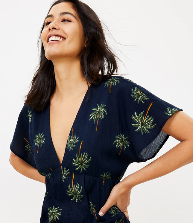 LOFT Beach Palm V-Neck Maxi Swimsuit Coverup