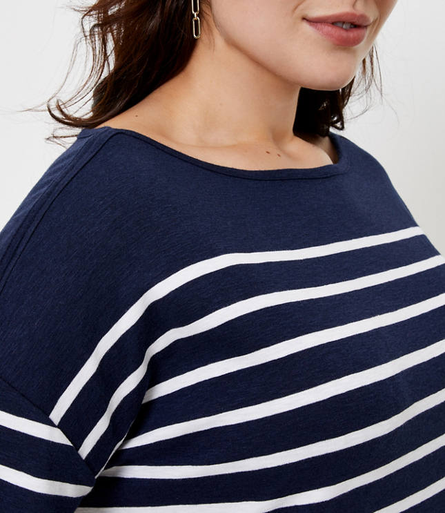 LOFT Plus Striped Boatneck Long Sleeve Tee