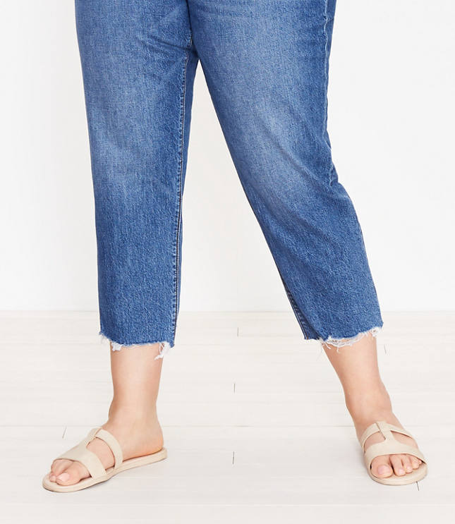The LOFT Plus Distressed Hem High Waist Straight Crop Jean in Authentic ...