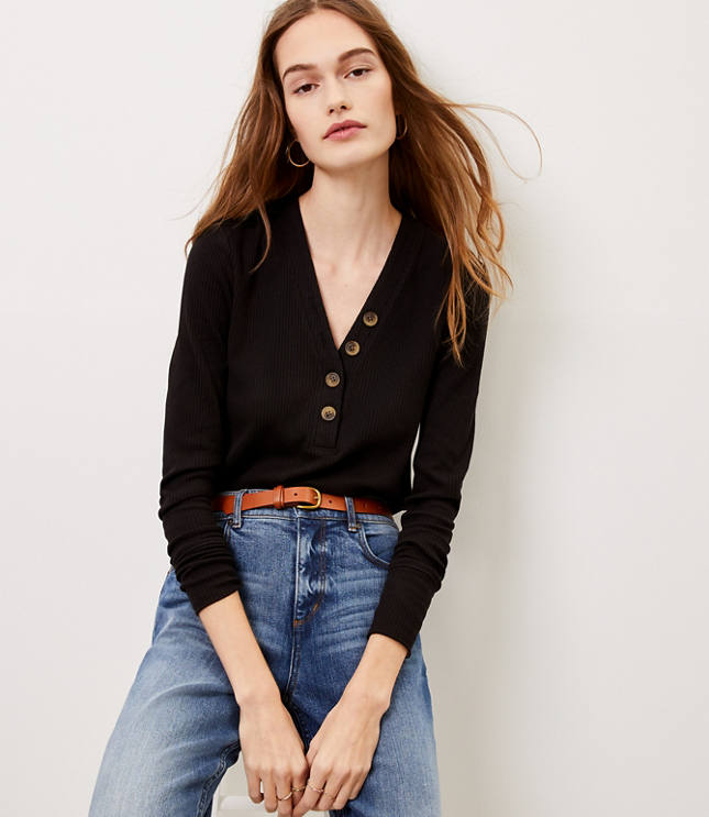 Ribbed Henley Top
