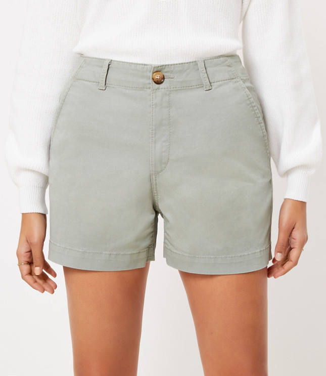 Petite Curvy Washed Twill Shorts