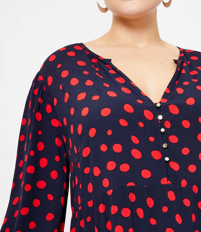 LOFT Plus Dotted Tiered Midi Dress