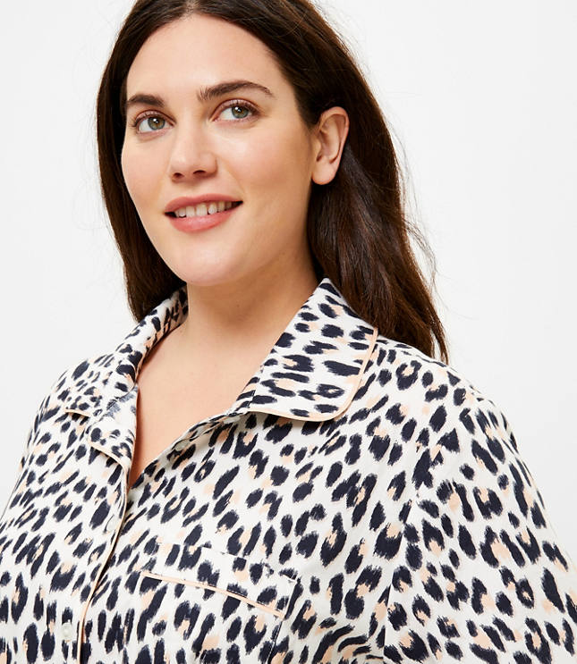 LOFT Plus Leopard Print Pajama Top