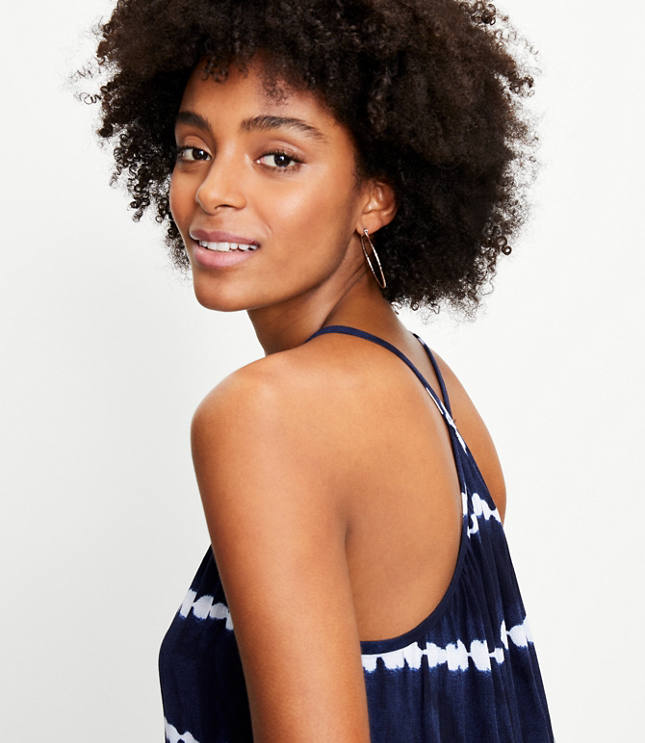 Tie Dye Striped Shirred Peplum Cami