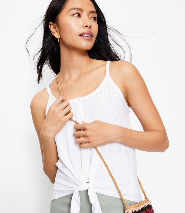 Button Tie Front Tank Top