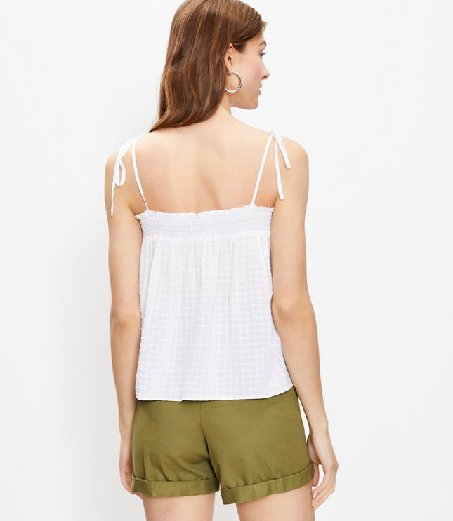 Petite Bow Strap Smocked Cami