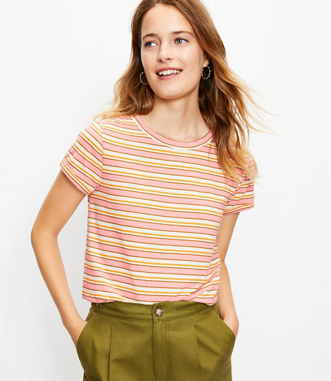 Petite Striped Everyday Crew Neck Tee