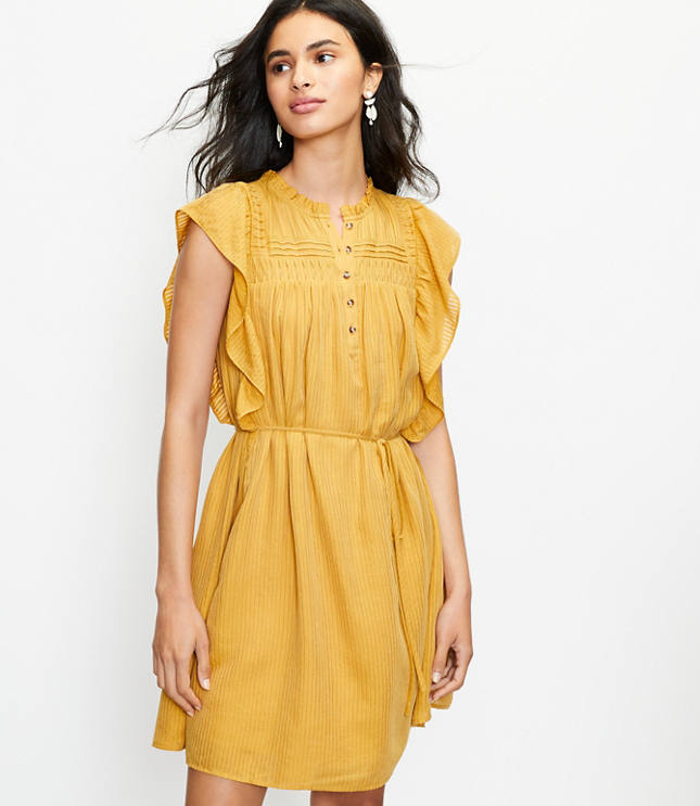 Pintucked Ruffle Swing Dress