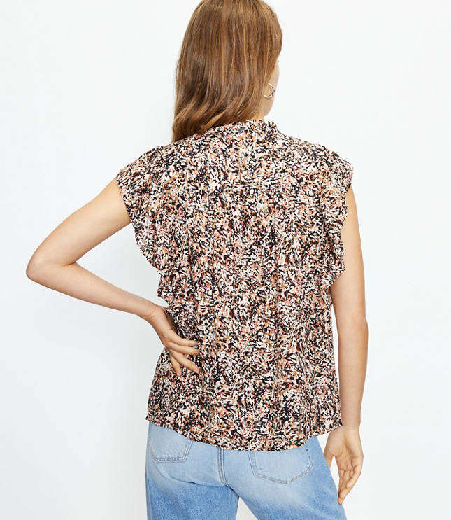 Petite Pintucked Ruffle Shell