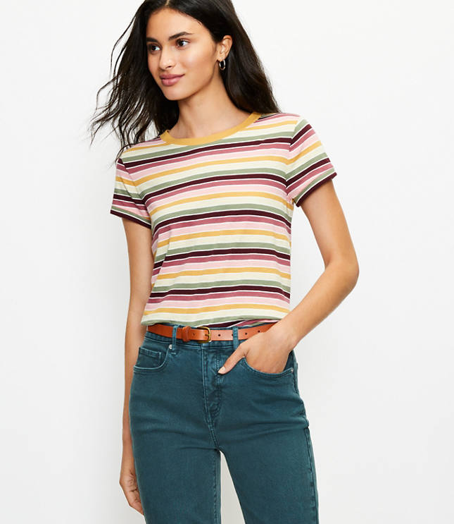 Petite Striped Everyday Crew Neck Tee