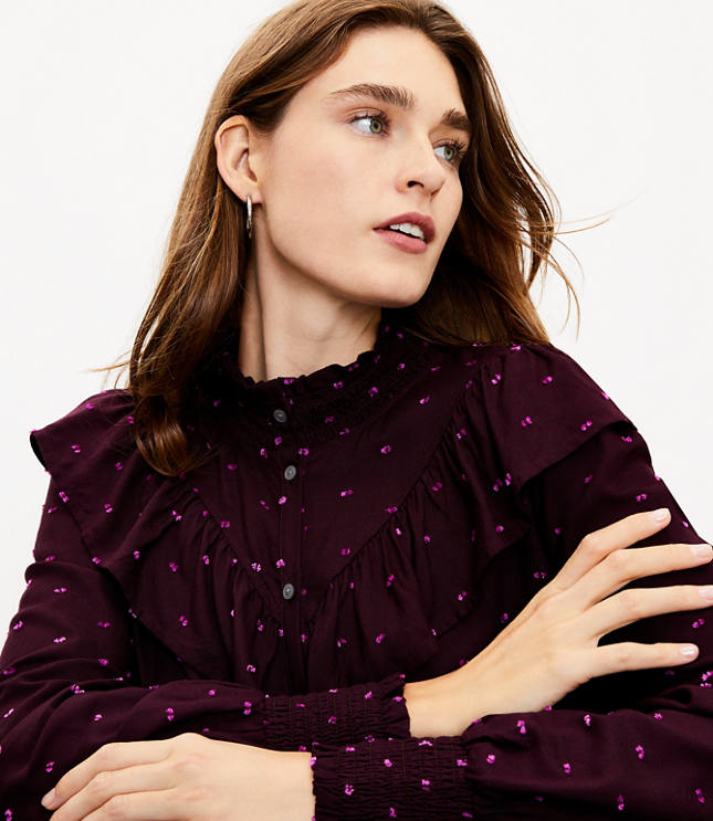 Clip Ruffle Yoke Shirt