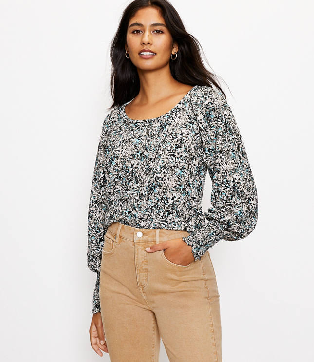 Petite Smocked Cuff Top