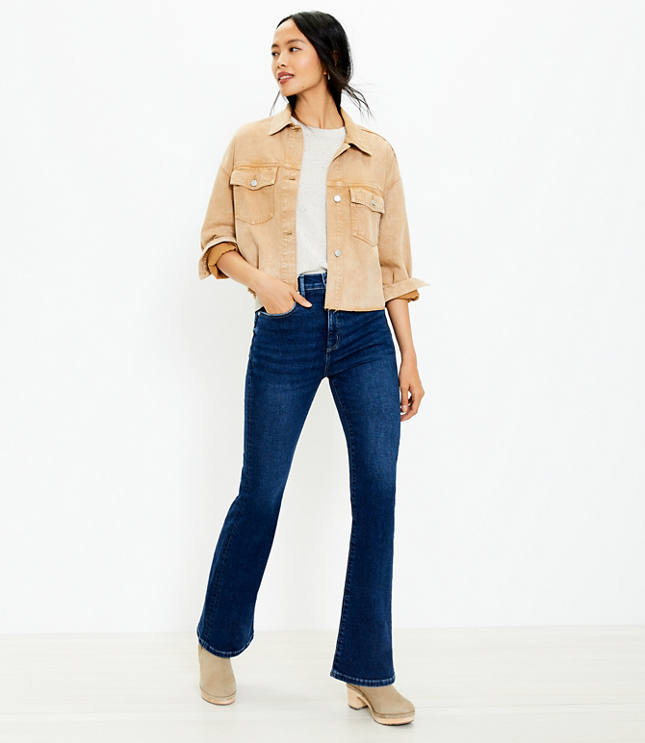 Tall Curvy High Rise Flare Jeans in Super Dark Indigo Wash