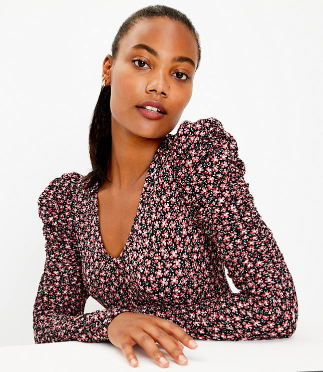 Petite Floral Puff Sleeve Top