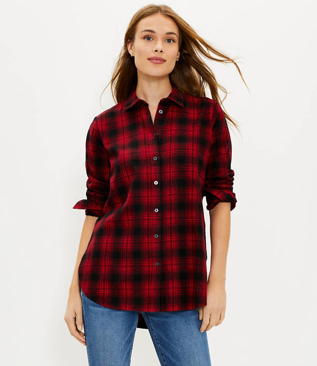 Plaid Flannel Tunic Shirt