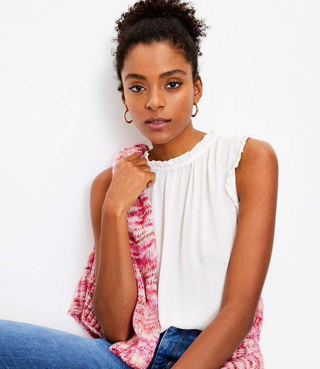 Ruffle Mixed Media Shell