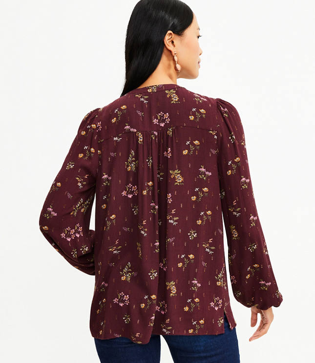 Shimmer Clip Smocked Yoke Blouse