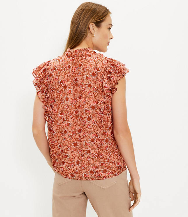 Floral Clip Ruffle Shell