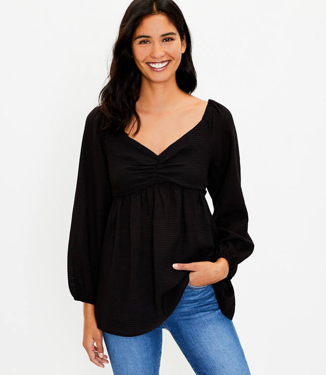 Cinched Sweetheart Neck Blouse