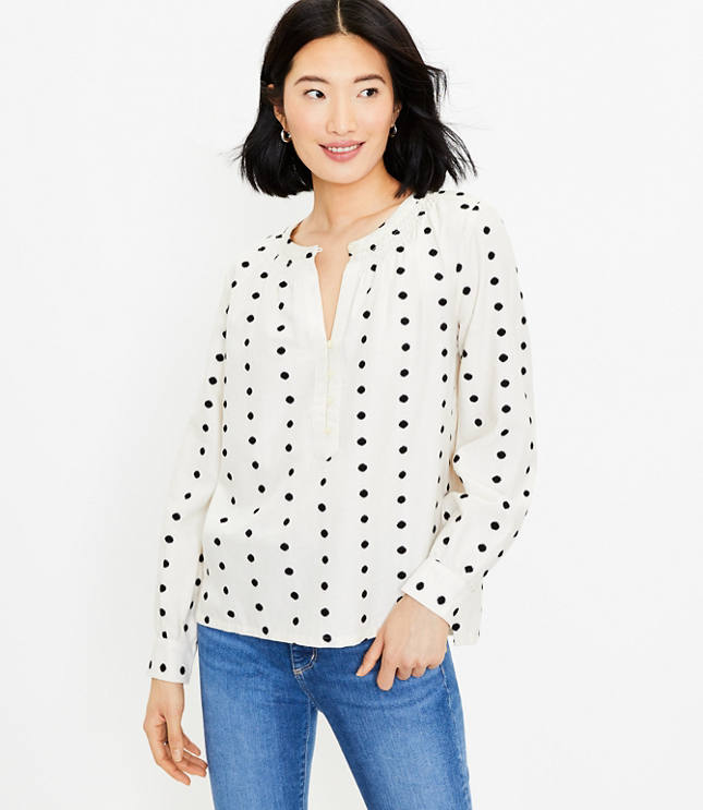 Clip Dot Henley Blouse
