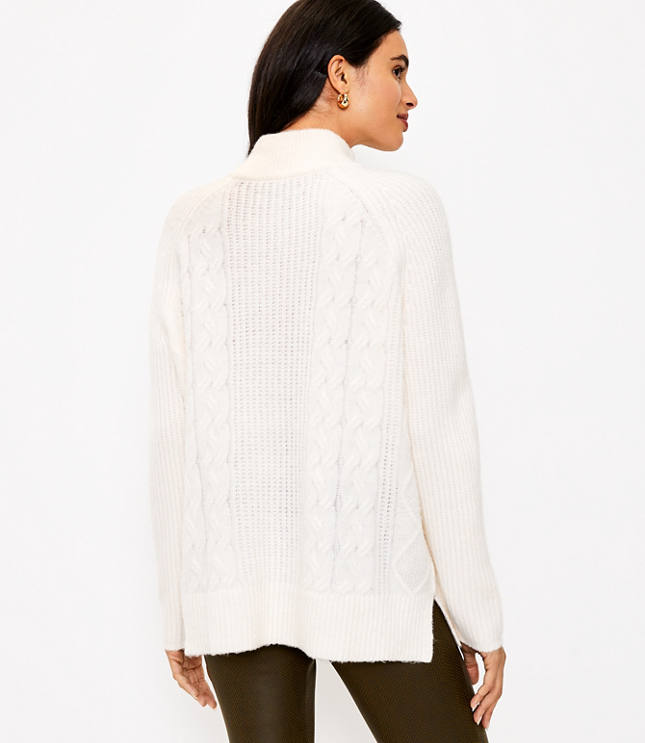 Petite Cable Zip Sweater