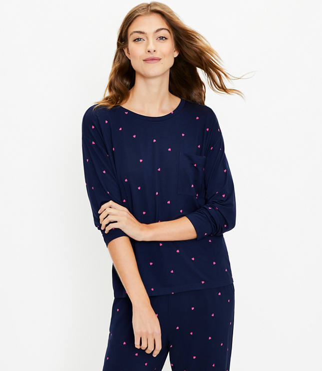 Petite Mini Heart Pajama Top