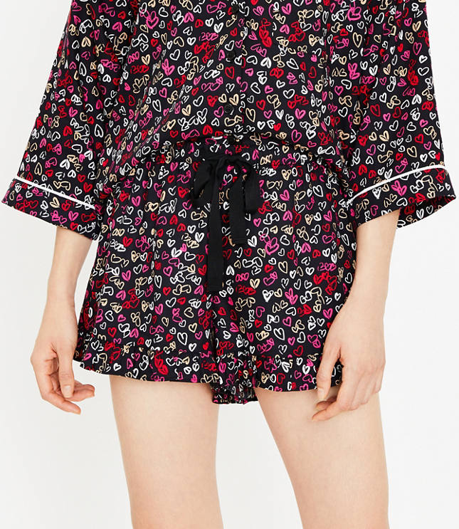 Petite Heart Ruffle Pajama Shorts