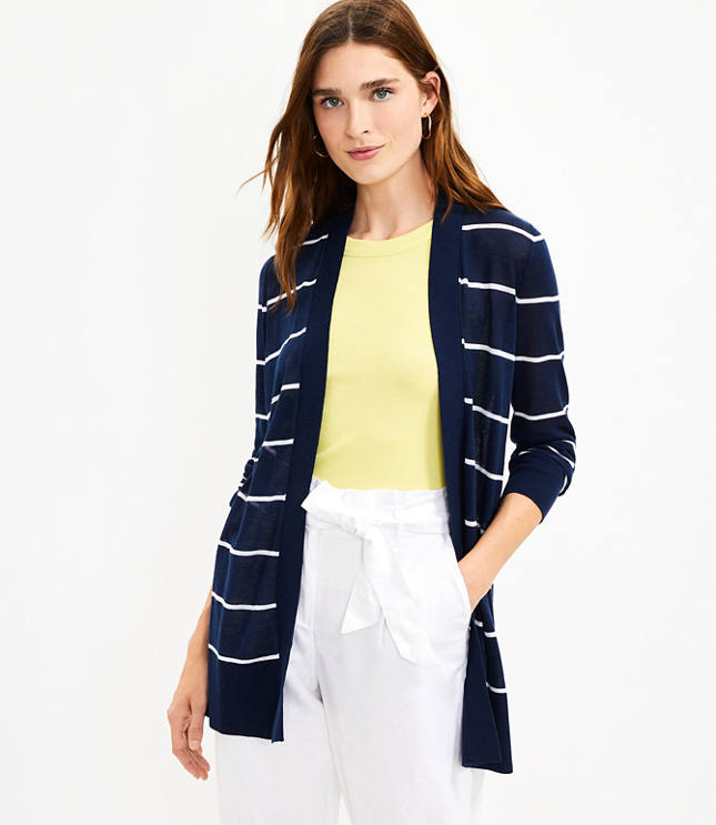 Striped Tunic Open Cardigan