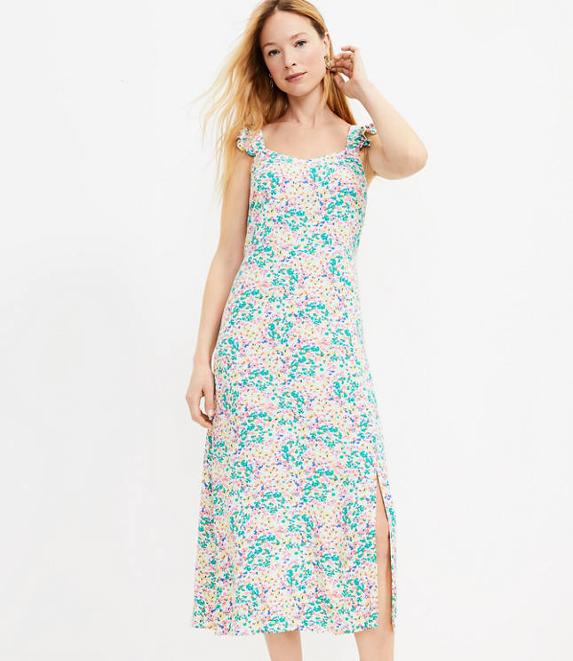 Ruffle Strap Midi Dress