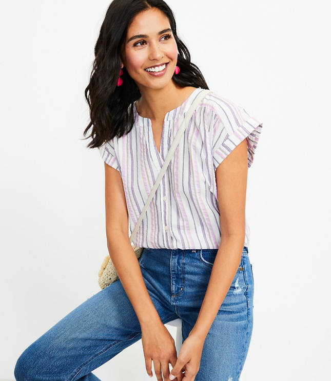 Stripe Textured Dolman Shirt