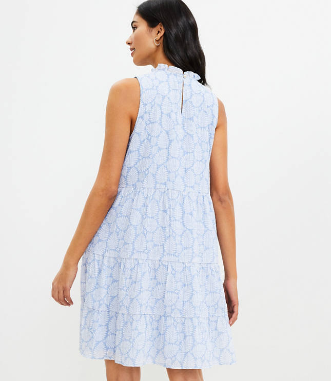 Leaf Ruffle Tiered Swing Dress