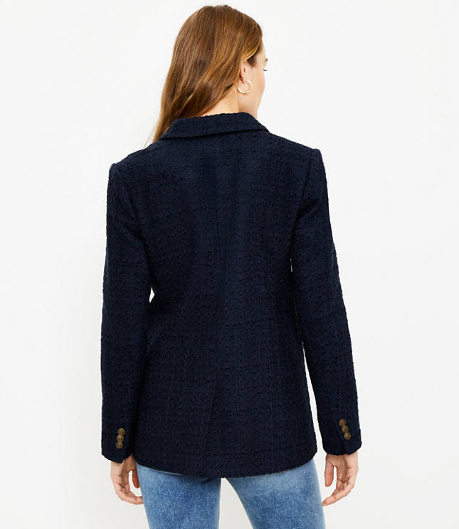 Petite Tweed Double Breasted Blazer