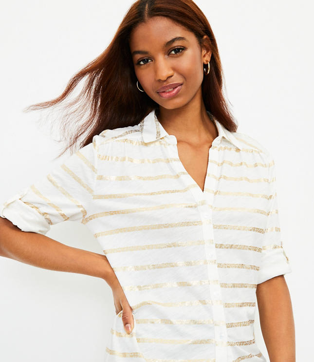 Striped Knit Utility Shirt