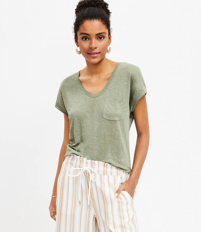 Petite Linen Pocket Tee