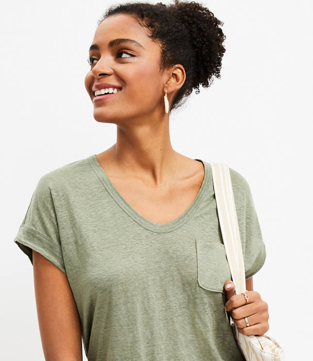 Petite Linen Pocket Tee