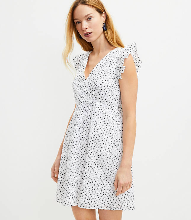Tall Eyelet Ruffle Sleeve Crossover Dress