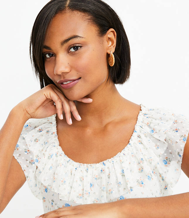 Petite Floral Ruffle Shell